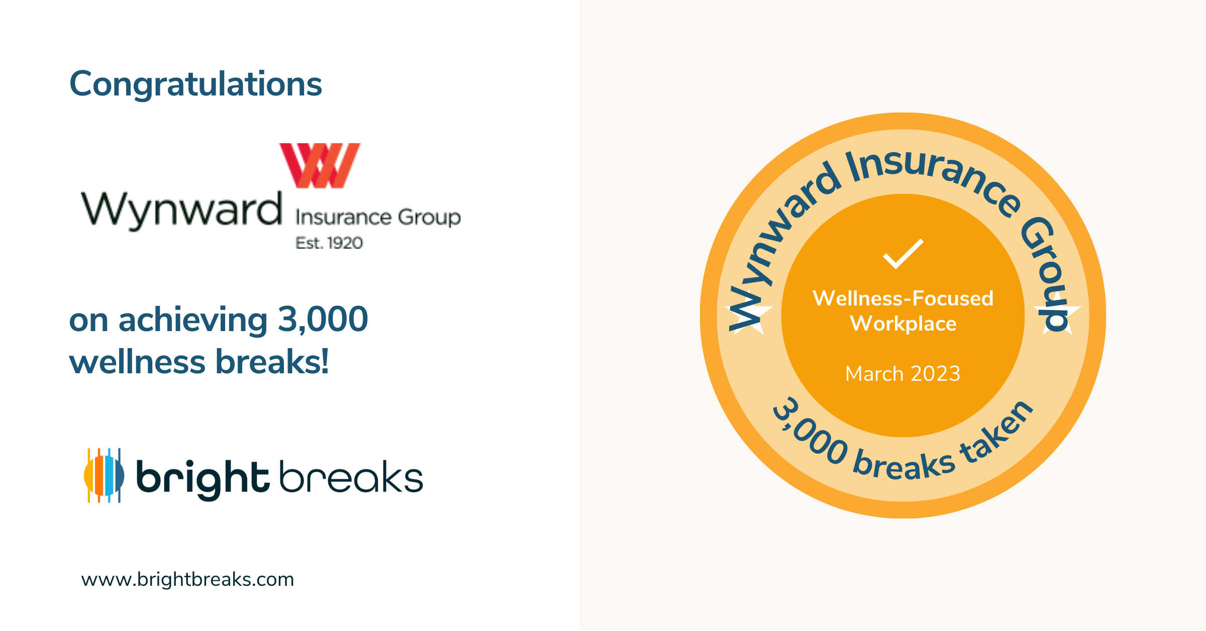 Employee Wellness Milestone: Wynward Insurance Group Takes 3,000 Bright ...